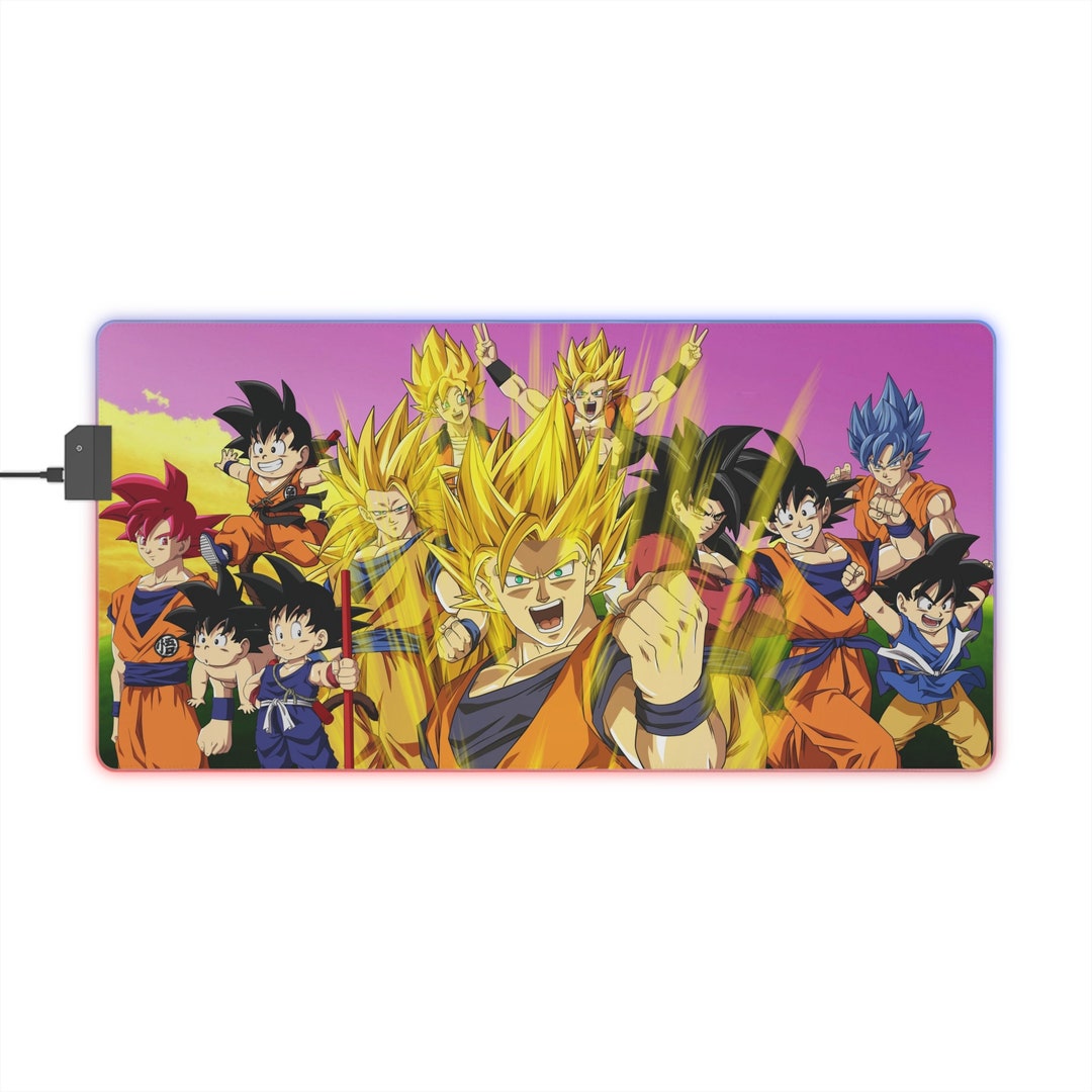 All Goku Evolutions LED Mouse Mat Dragon Ball Z Anime Gaming Desk Pad ...