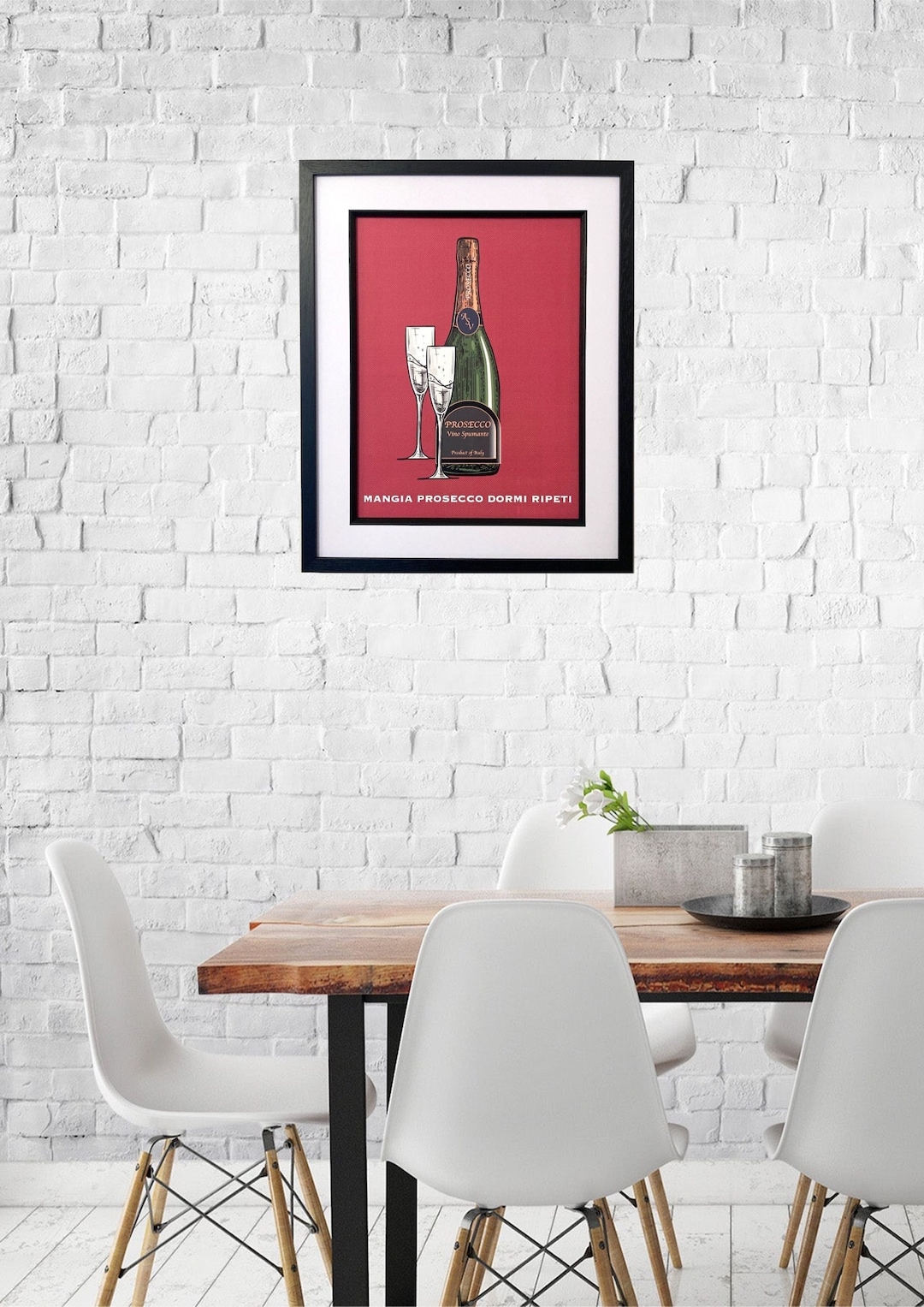 Vintage Italian Prosecco Poster. "eat, Prosecco, Sleep, Repeat" Italian ...