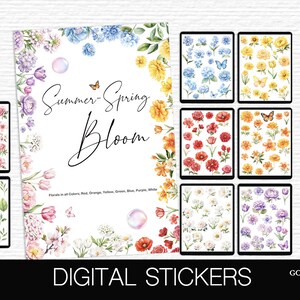 Flower Stickers Digital Spring Stickers April Digital Planner Stickers ...