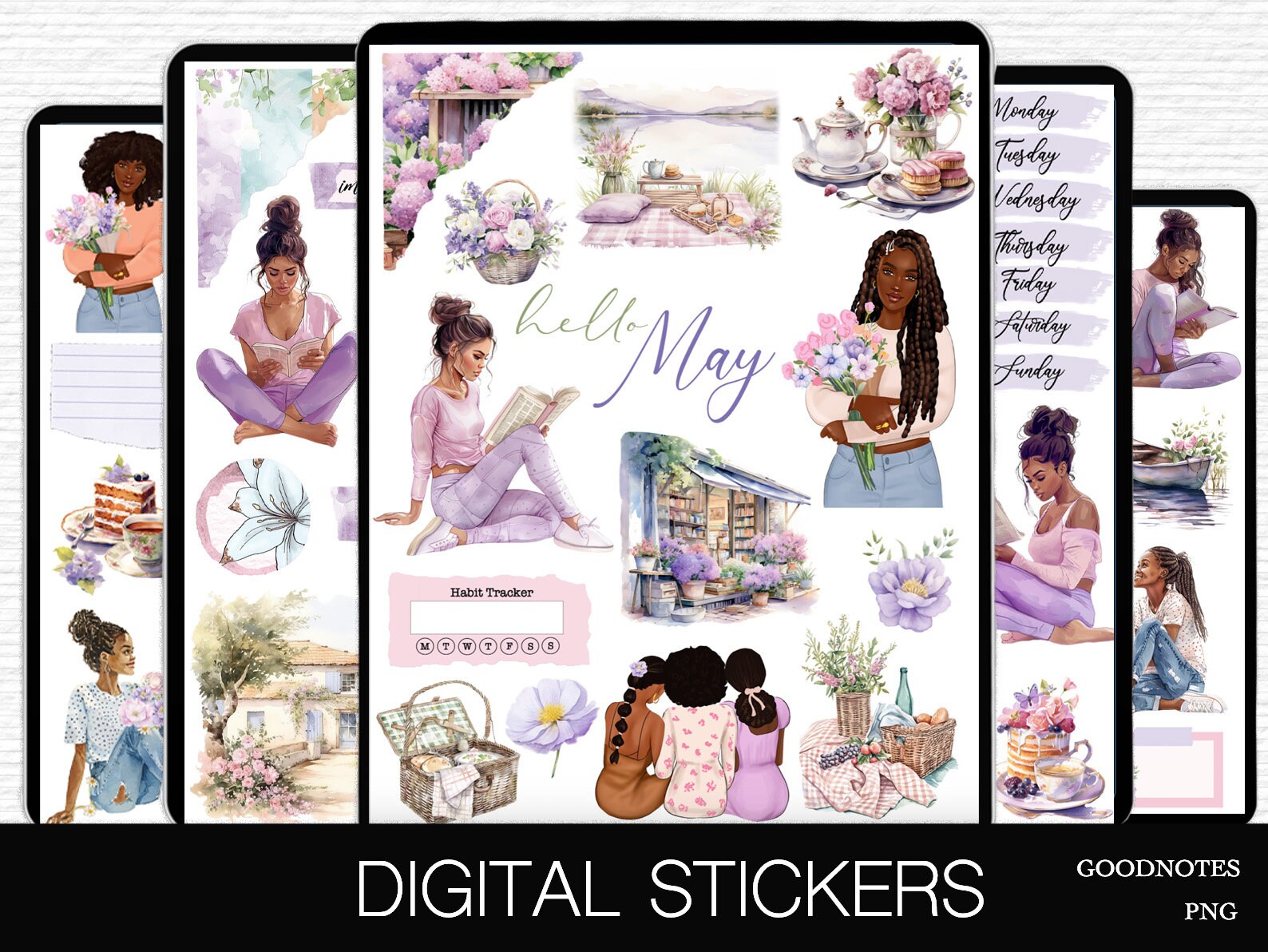 May Digital Stickers Picnic Goodnotes Stickers Spring Journal Stickers ...