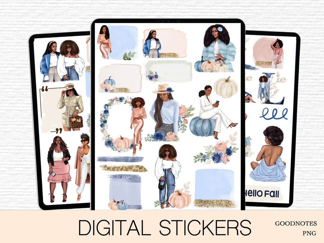 Goodnotes Fall Stickers Set Diverse Autumn Icons Black Girls Digital ...