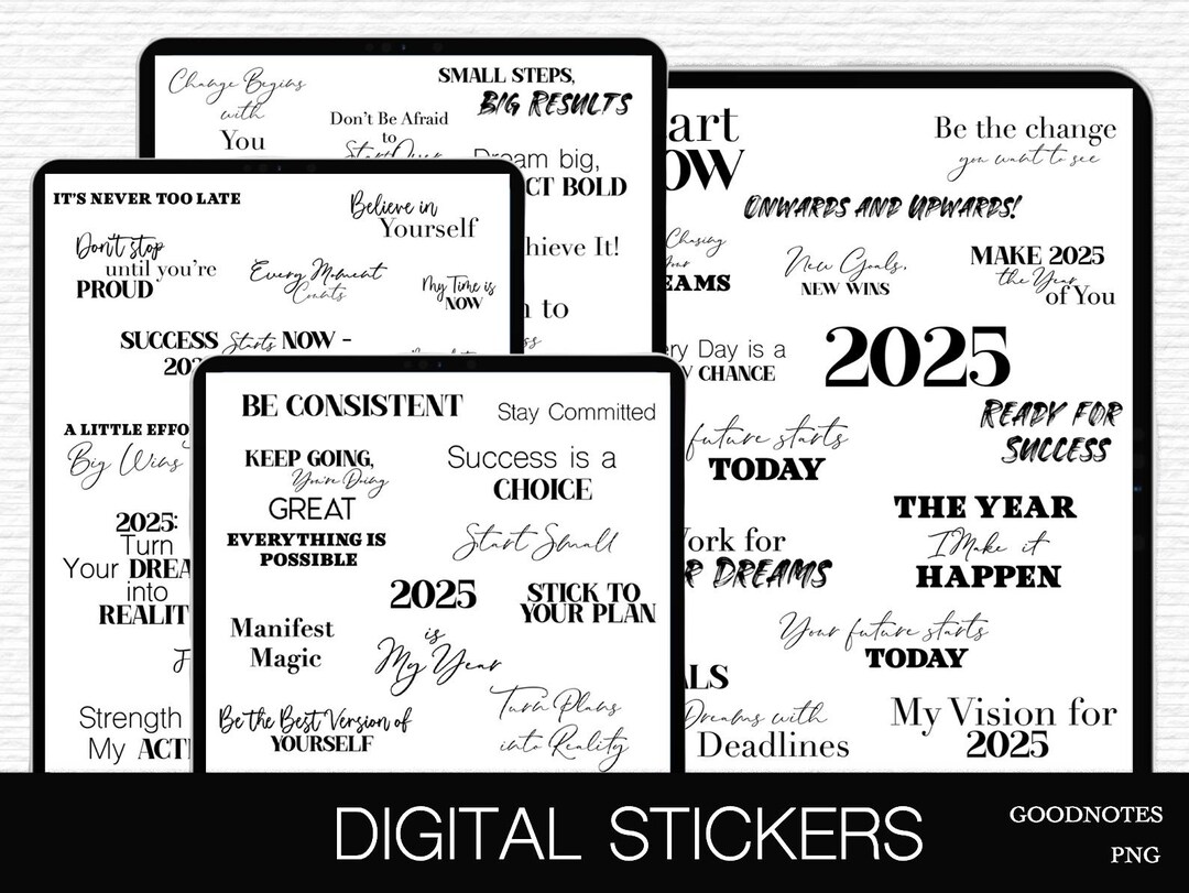 2025 Digital Stickers New Year Goals Vision Board for Goodnotes ...
