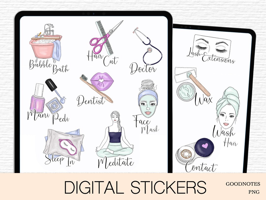 Self Care Functional Icon Stickers Beauty Reminder Icons Manicure ...