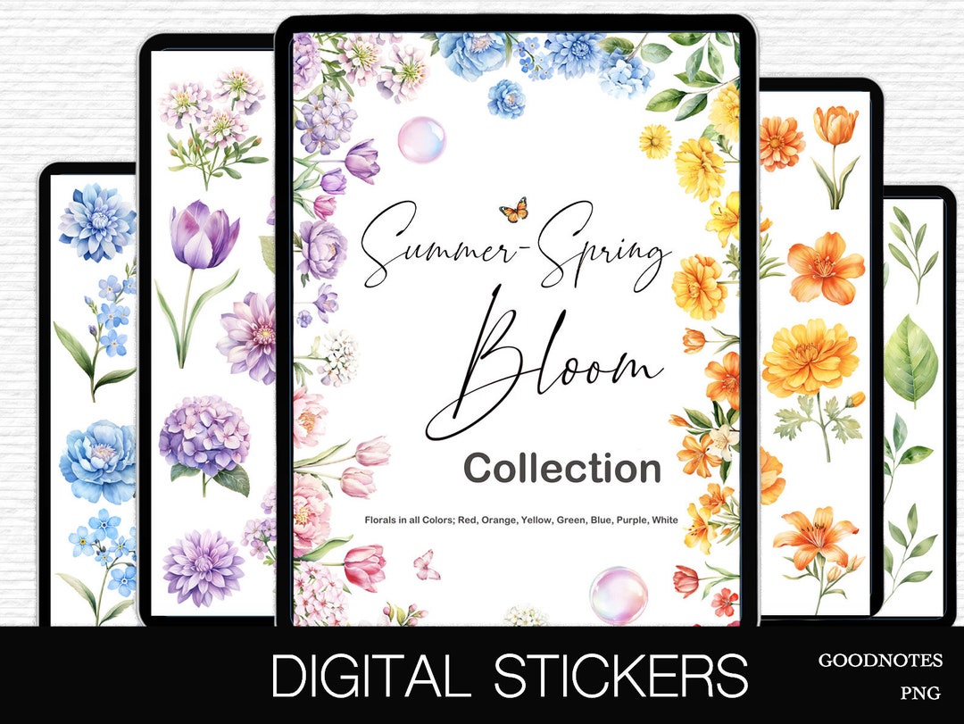 Flower Stickers Digital Spring Stickers April Digital Planner Stickers ...