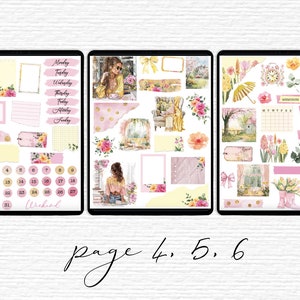 April Digital Planner Sticker for Goodnotes Pink Yellow Floral iPad ...