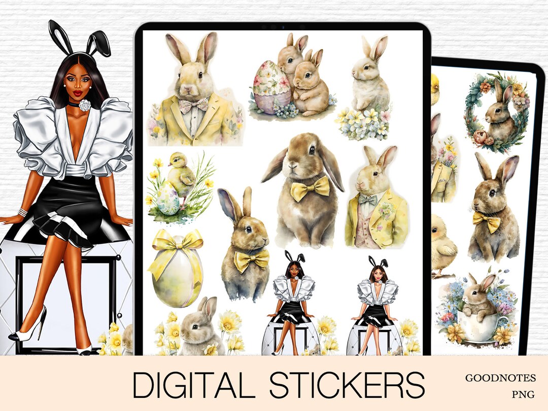 Cute Easter Digital Planner Stickers , Bunnies, Eggs, Spring Sticker ...