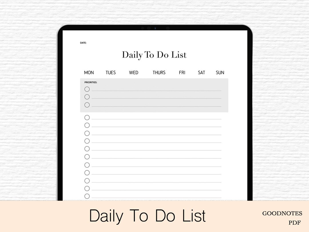 Daily Checklist Template Goodnotes Simple Checklist Template iPad ...