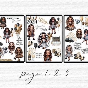 New Year Digital Planner Stickers 2024 Goodnotes Sticker Kit Champagne ...