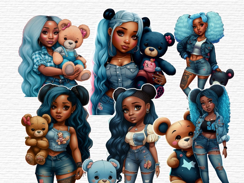 Digital Stickers Goodnotes Character Cute Black GIRLS DIGITAL Stickers ...