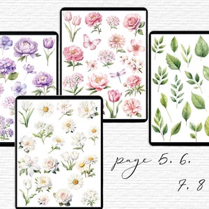 Flower Stickers Digital Spring Stickers April Digital Planner Stickers ...