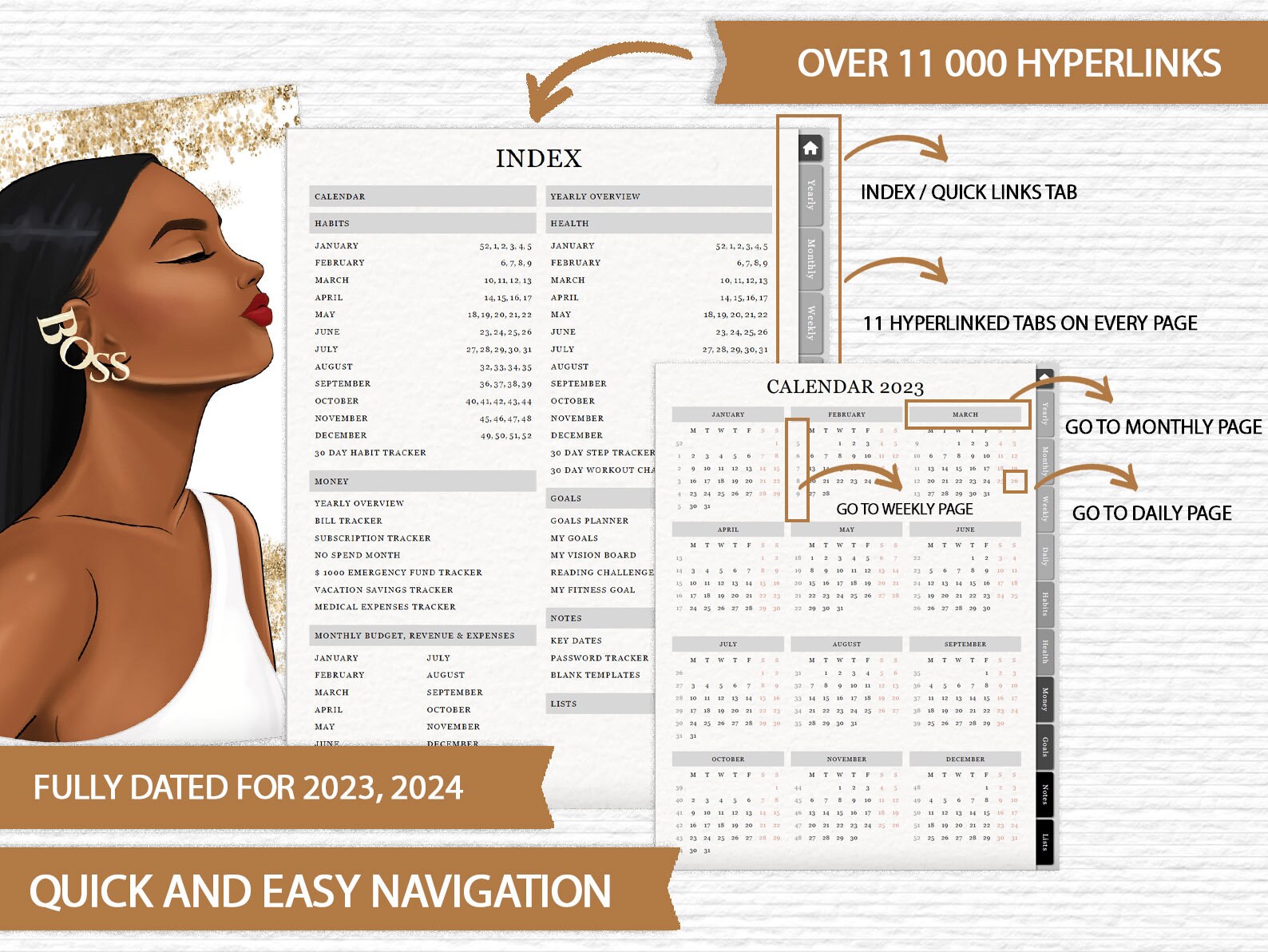Digital Planner 2023 2024 Dated Ipad Goodnotes Notability - Etsy