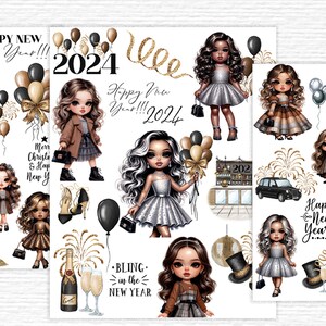 New Year Digital Planner Stickers 2024 Goodnotes Sticker Kit Champagne ...