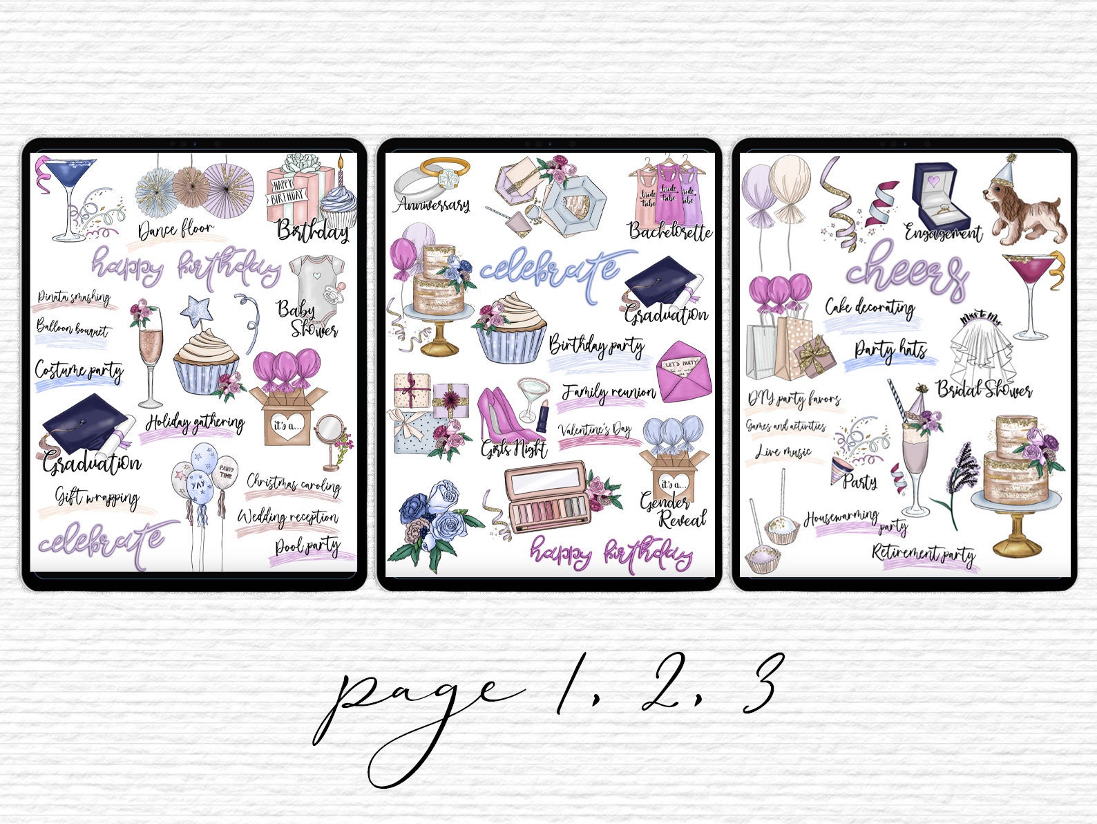 Birthday Party Celebration Digital Planner Stickers Graduation ...