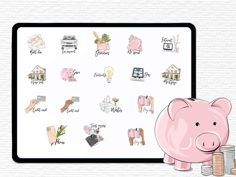Bills Icons Goodnotes Planner Stickers Electricity Sticker - Etsy