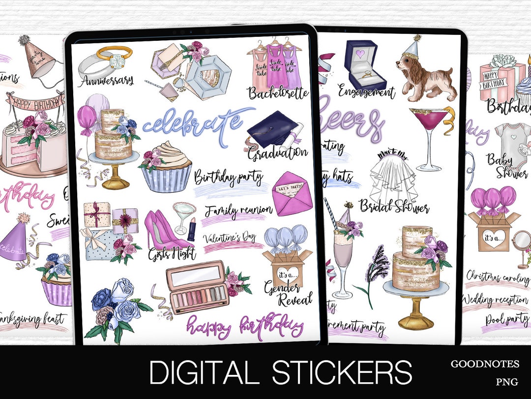 Birthday Party Celebration Digital Planner Stickers Graduation ...