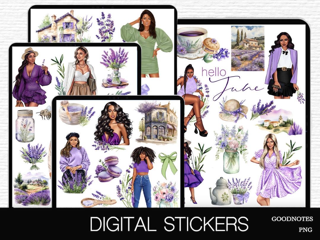 June Digital Planner Stickers Lavender Flowers Digital Sticker Kit 2025 ...
