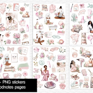 Black Girl Self Care Stickers for Goodnotes PNG Beauty Planner Stickers ...