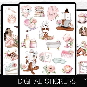 Black Girl Self Care Stickers for Goodnotes PNG Beauty Planner Stickers ...