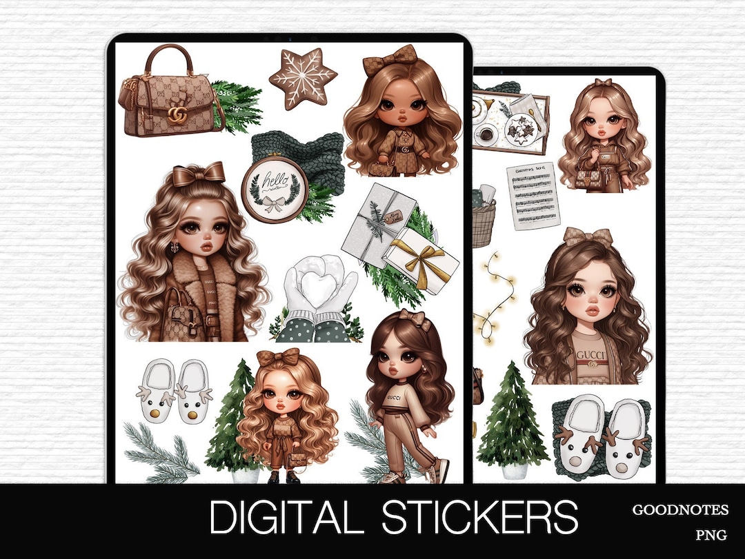 Winter Themed Goodnotes Sticker Sheet With Cute Blond Chibi Girl ...