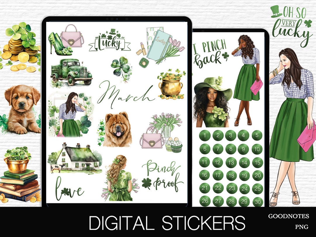St Patrick's Day Digital Stickers March Spring Stickers Digital ...