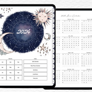 Lunar Digital Planner 2024 Moon Phase Planner Astrology Journal Digital ...