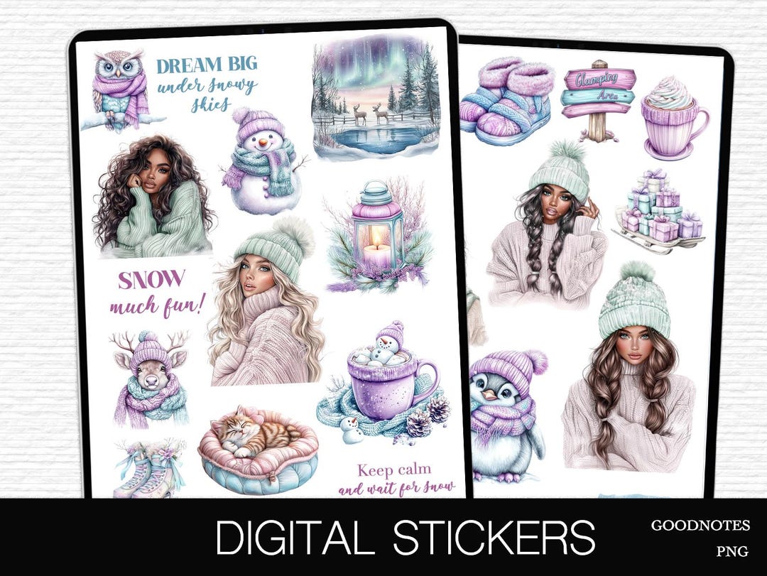 Goodnotes Winter Stickers Digital Planner Stickers PNG Cute Snowy and ...
