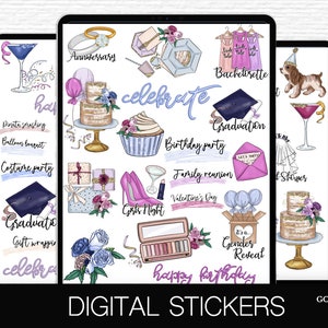 Birthday Party Celebration Digital Planner Stickers Graduation ...