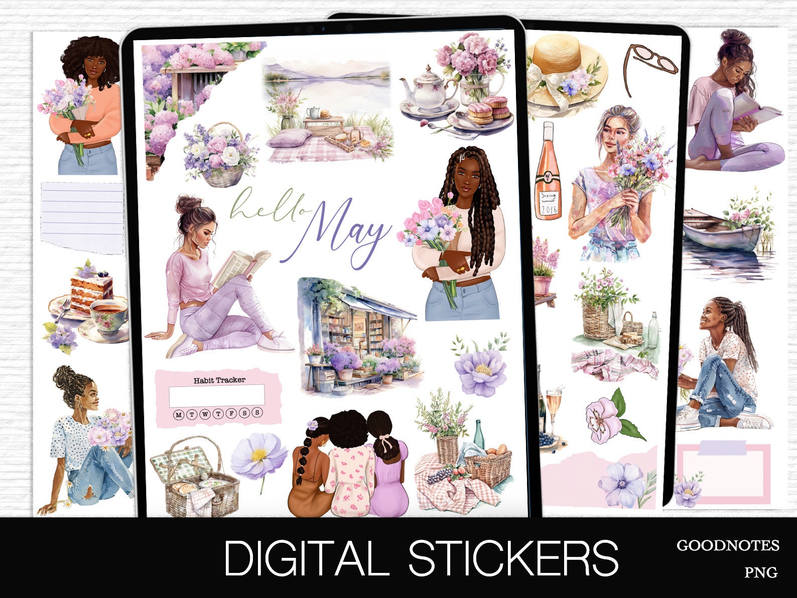 May Digital Stickers Picnic Goodnotes Stickers Spring Journal Stickers ...