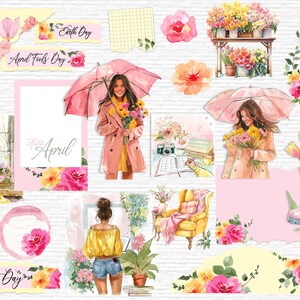 April Digital Planner Sticker for Goodnotes Pink Yellow Floral iPad ...
