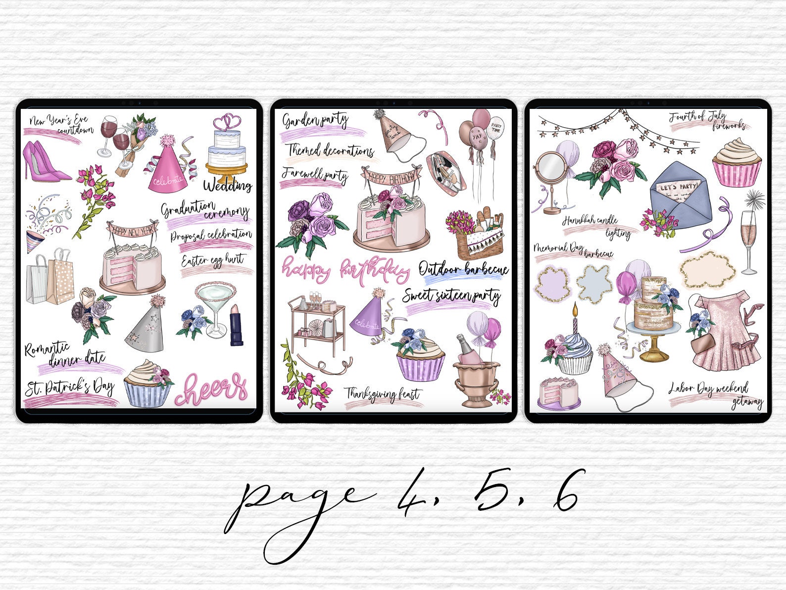 Birthday Party Celebration Digital Planner Stickers Graduation ...