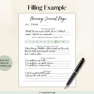 Undated Morning Journal Page Printable, Miracle Morning Routine, Daily ...