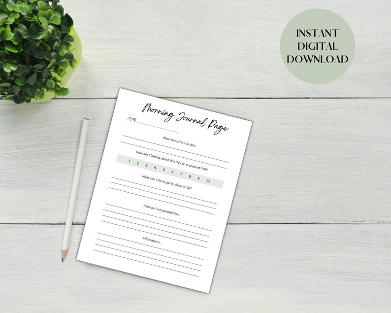 Undated Morning Journal Page Printable, Miracle Morning Routine, Daily ...