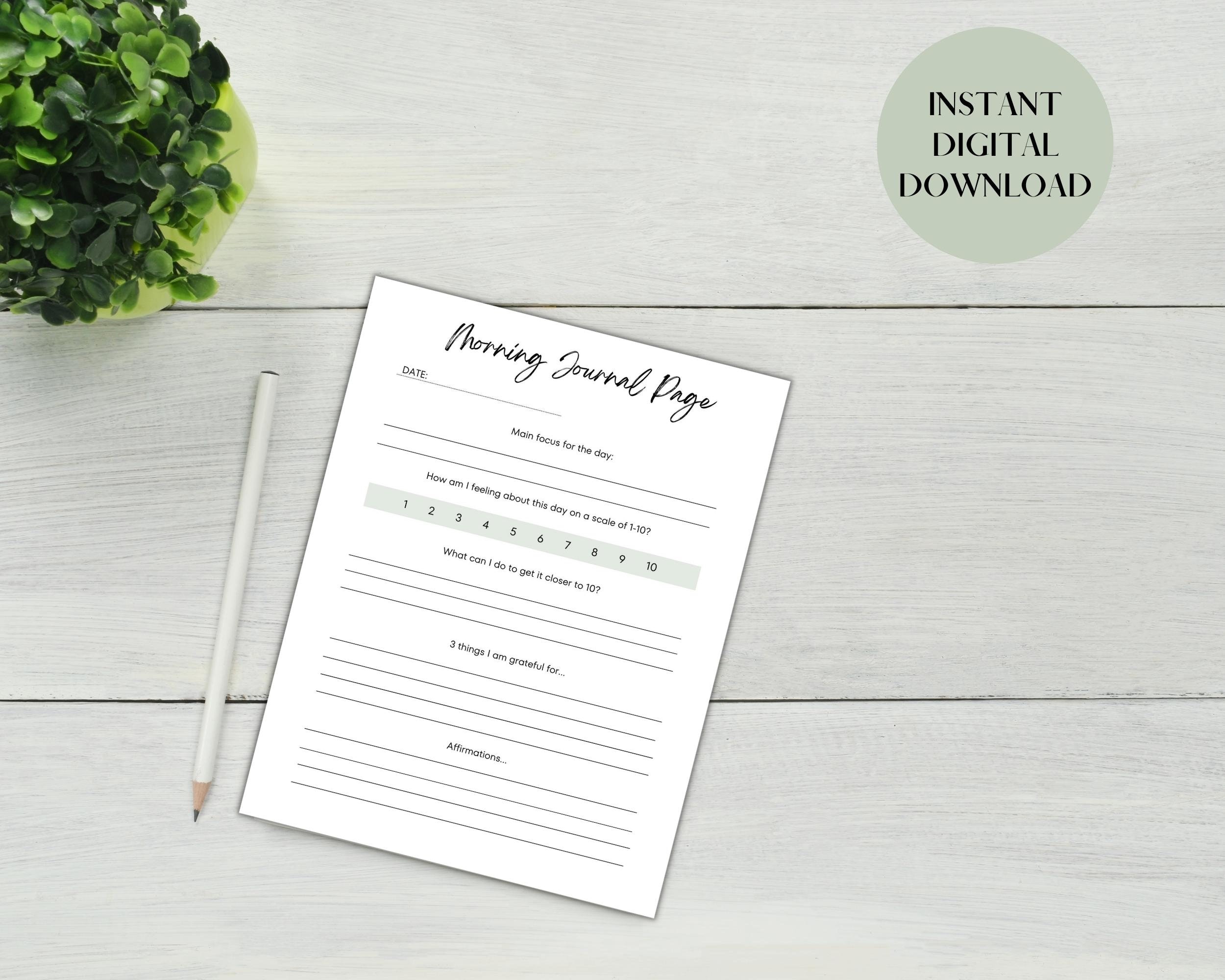 Undated Morning Journal Page Printable, Miracle Morning Routine, Daily ...