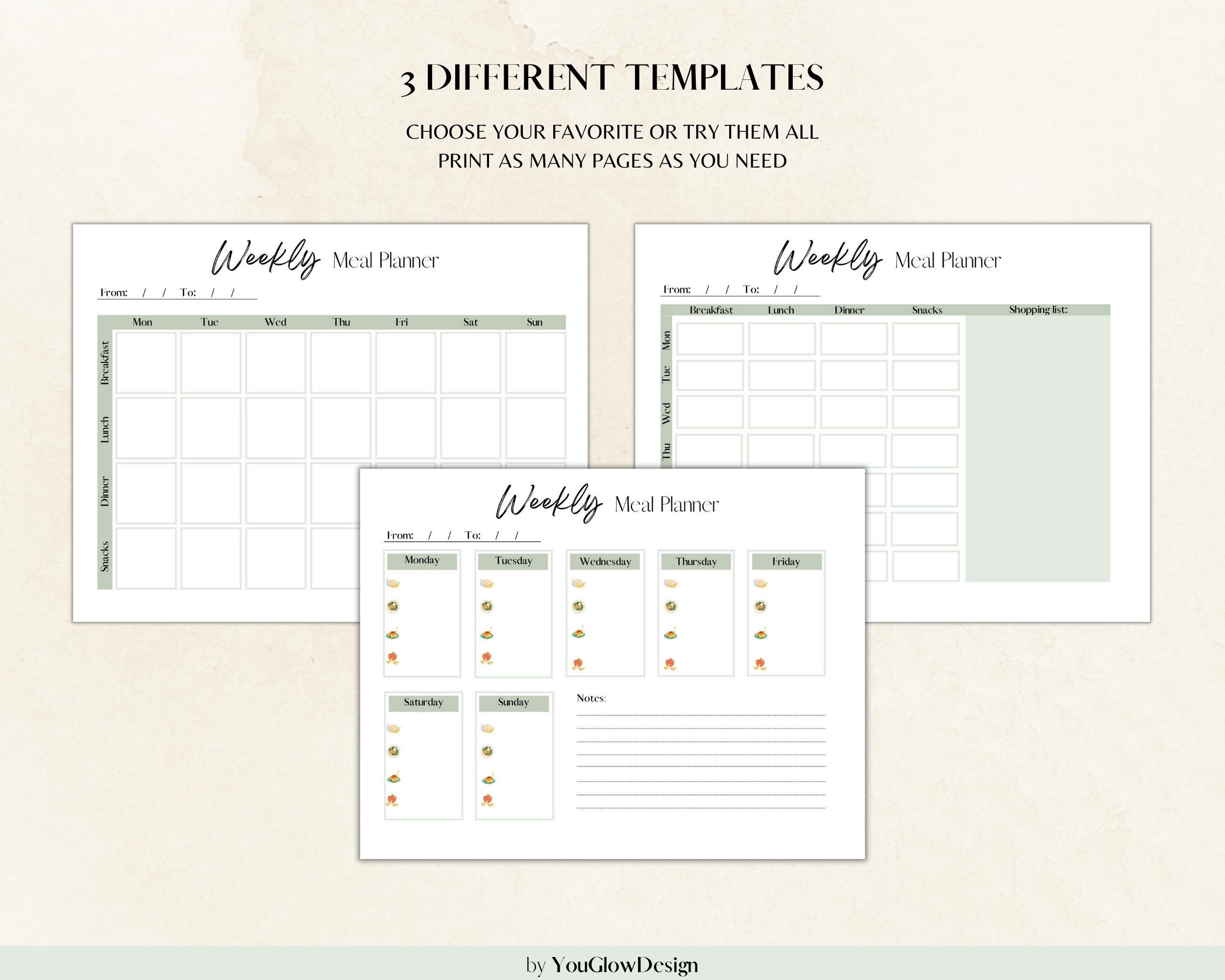 Weekly Meal Planner Template, Healthy Daily Meal Plan, Weekly Menu ...