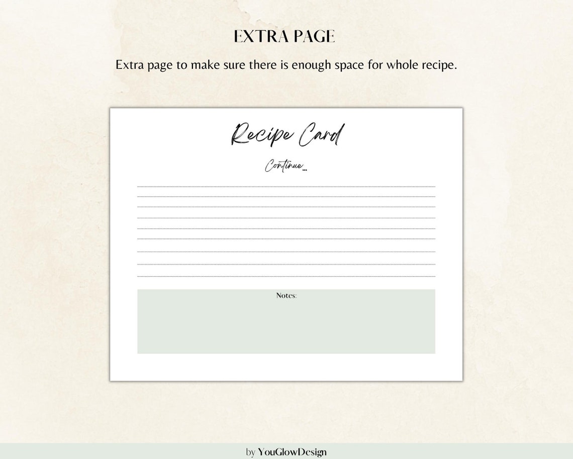 Recipe Card Printable, Recipe Card Template, Minimal, Simple, Modern ...