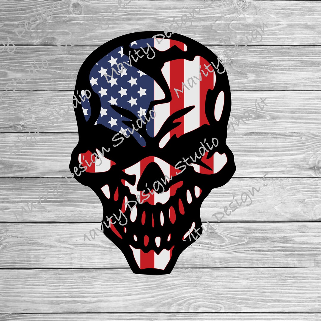 American Flag Skull SVG for Tshirt or Decal | American Flag Skull Png ...