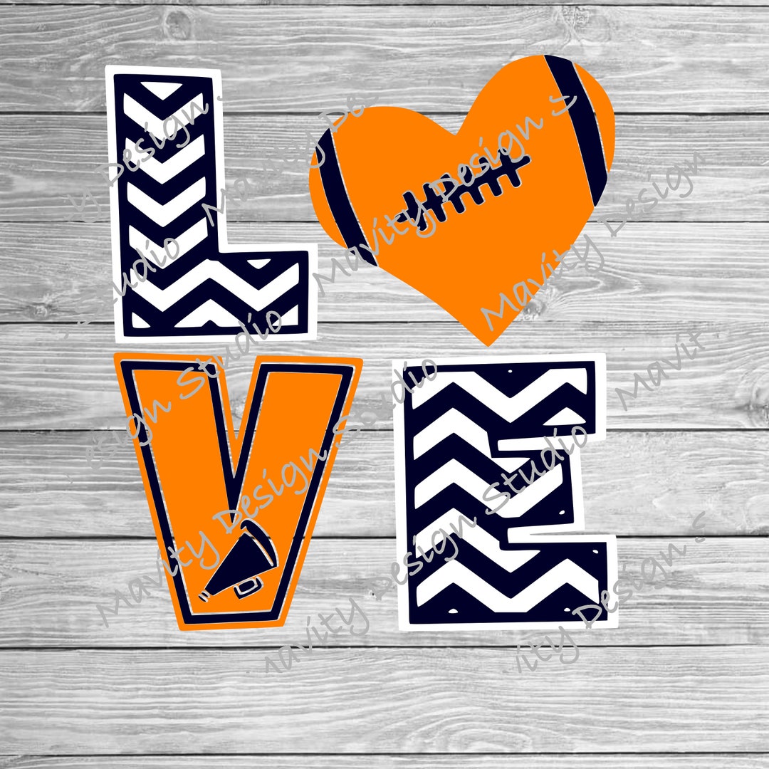 Football Cheerleading Chevron LOVE PNG for Tshirt or Decal | SVG for ...