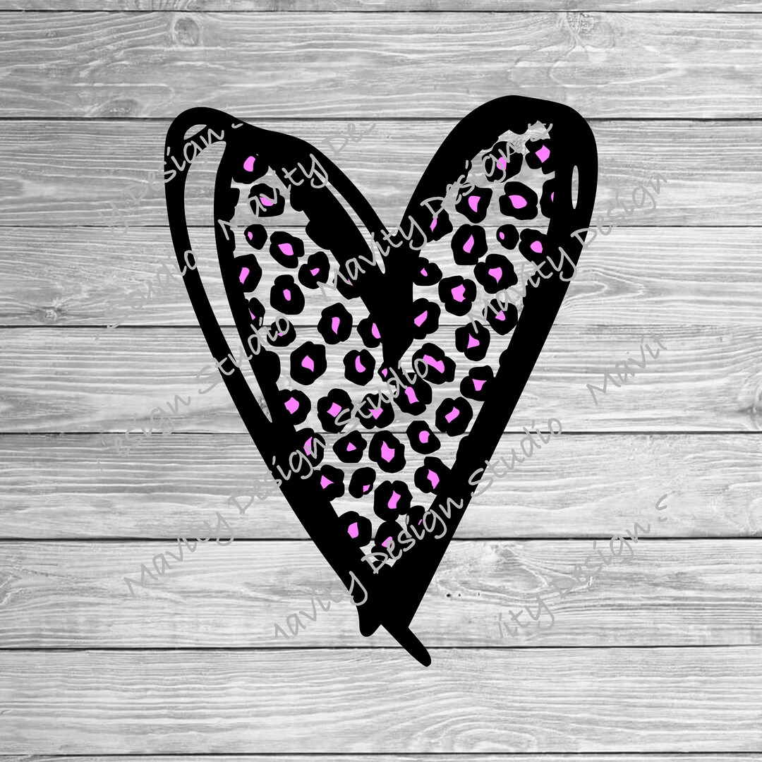 Black and Pink Leopard Print Heart PNG | Vector SVG for Cricut ...
