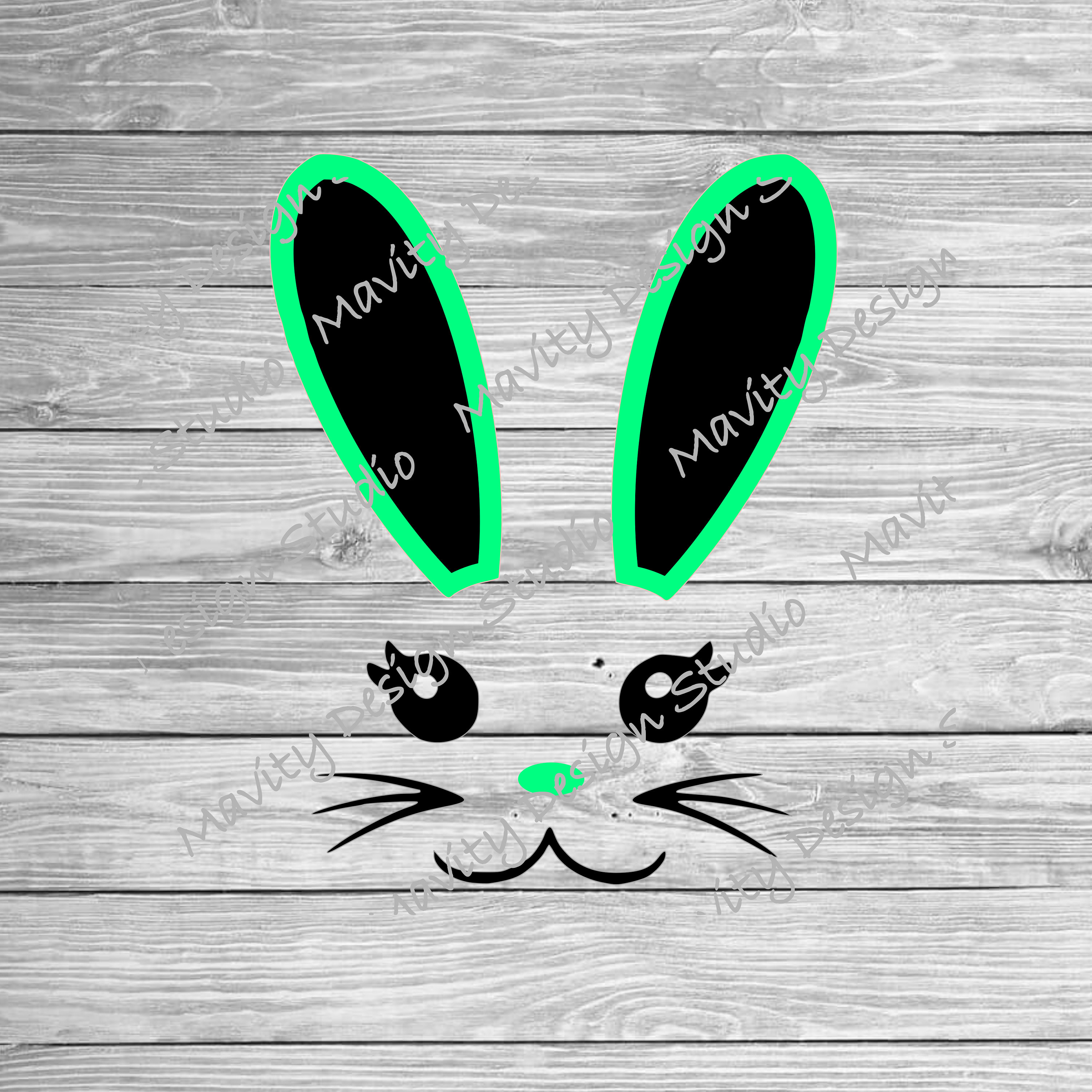 Conejo de Pascua PNG / Lindo conejito svg para niñas / clipart negro y ...