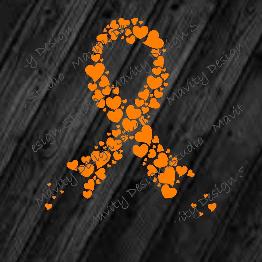 Orange Cancer Ribbon Made of Hearts Svg or Png for Tshirt or Decal ...