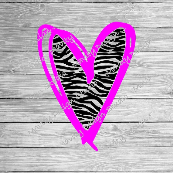 Pink And White Zebra Heart