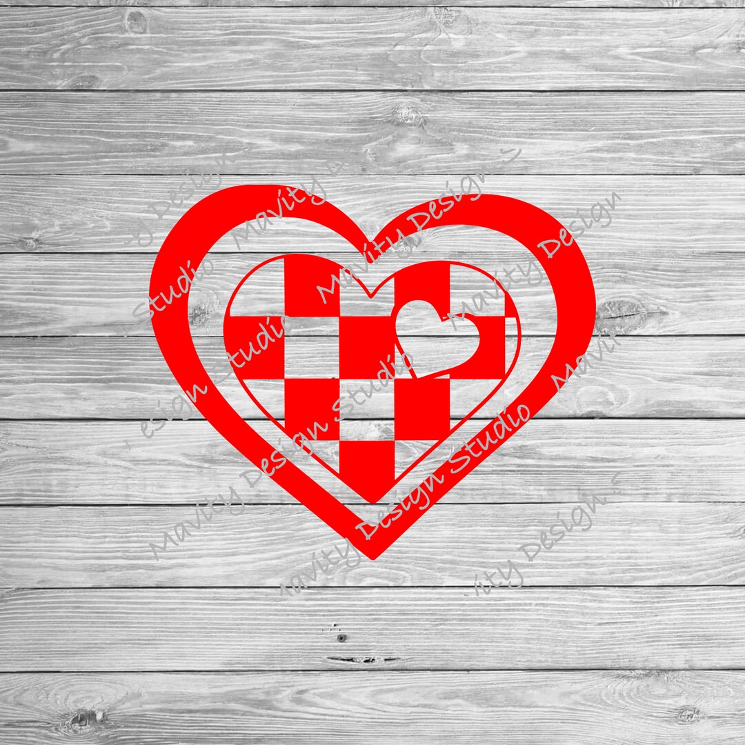 Red Checkered Heart in a Heart PNG | Heart SVG Cut File for Cricut ...