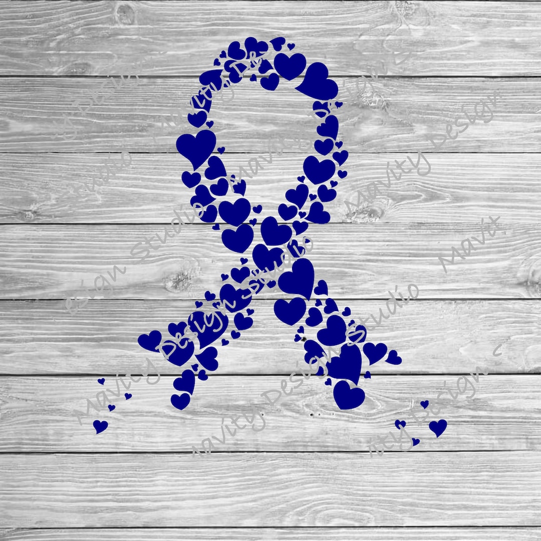 Navy Blue Cancer Ribbon Made of Hearts Svg or Png for Tshirt or Decal ...