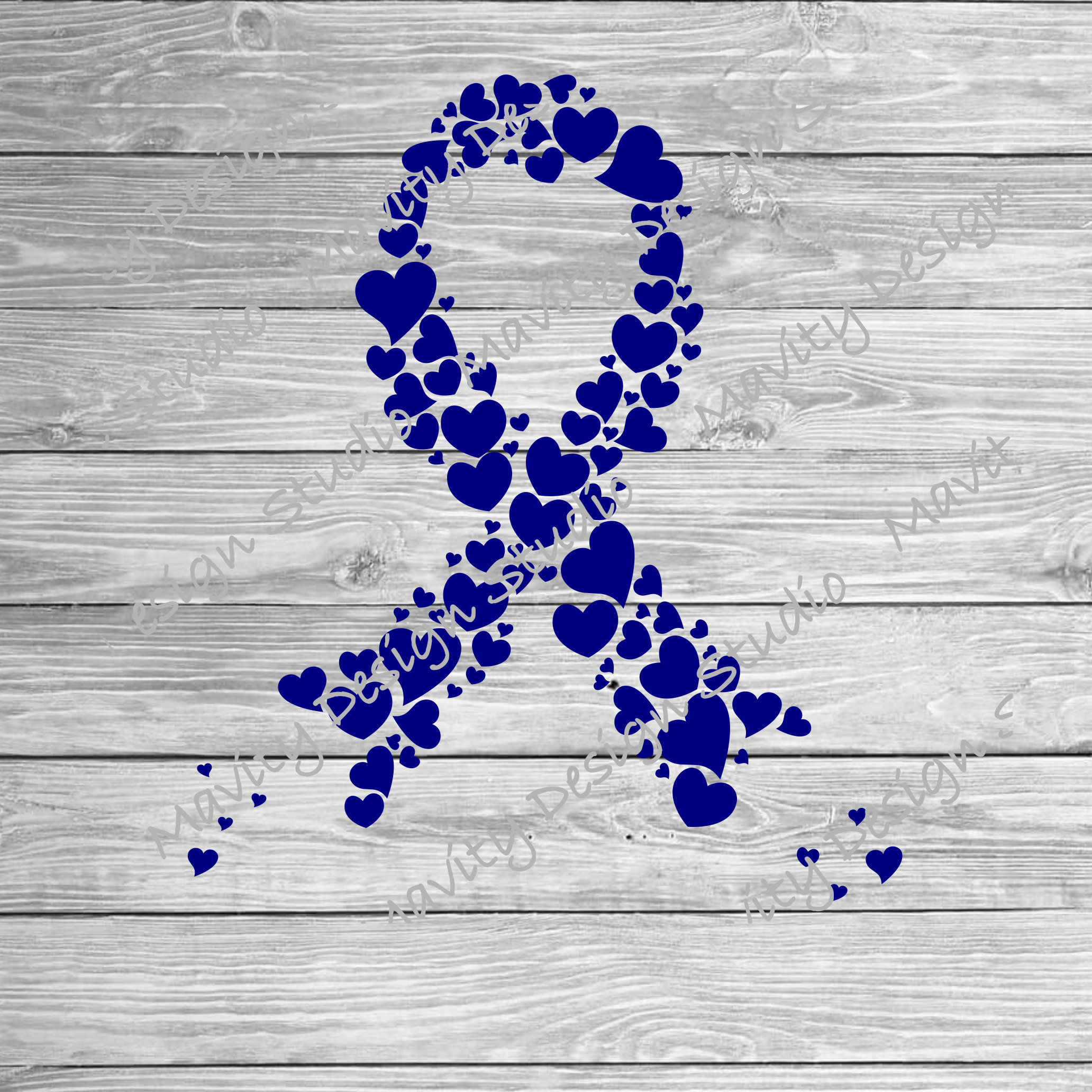 Navy Blue Cancer Ribbon Made of Hearts Svg or Png for Tshirt - Etsy