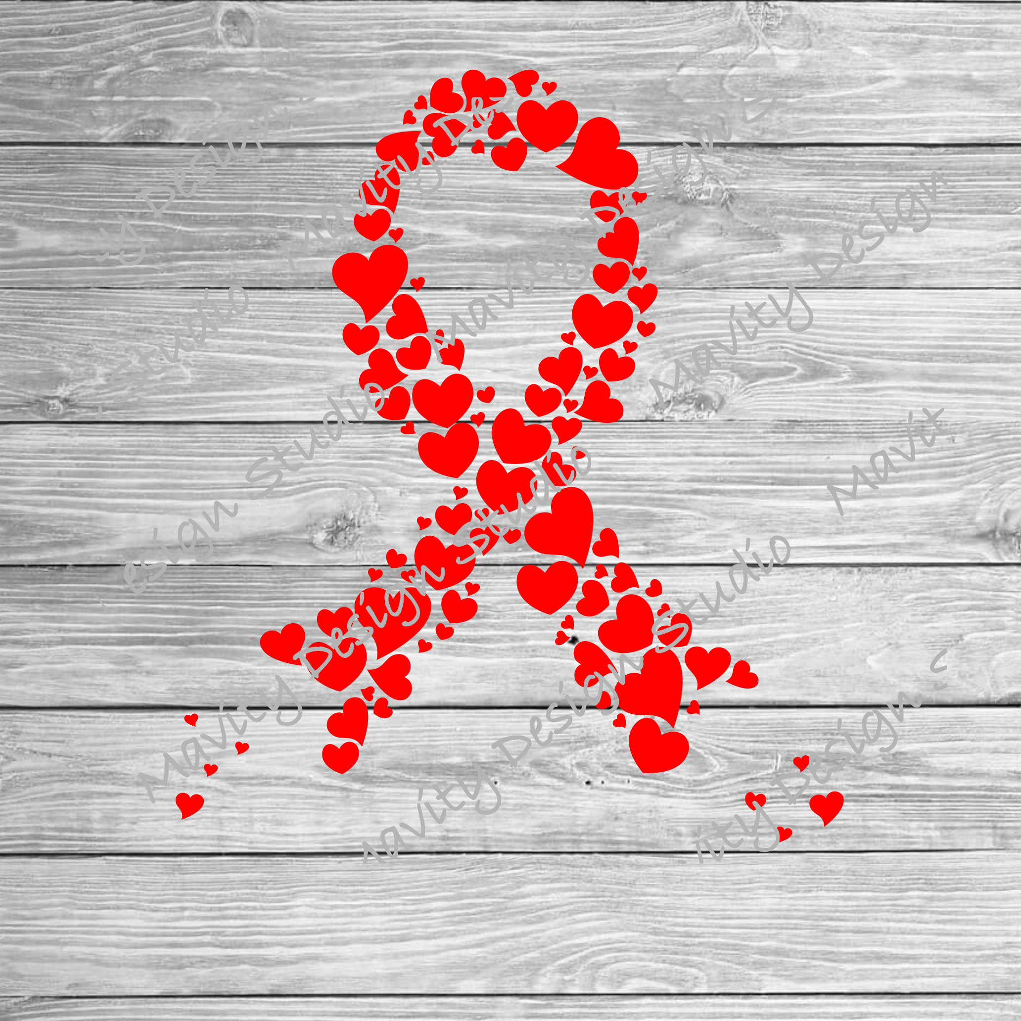 Red Cancer Ribbon Made of Hearts Svg or Png for Tshirt or - Etsy