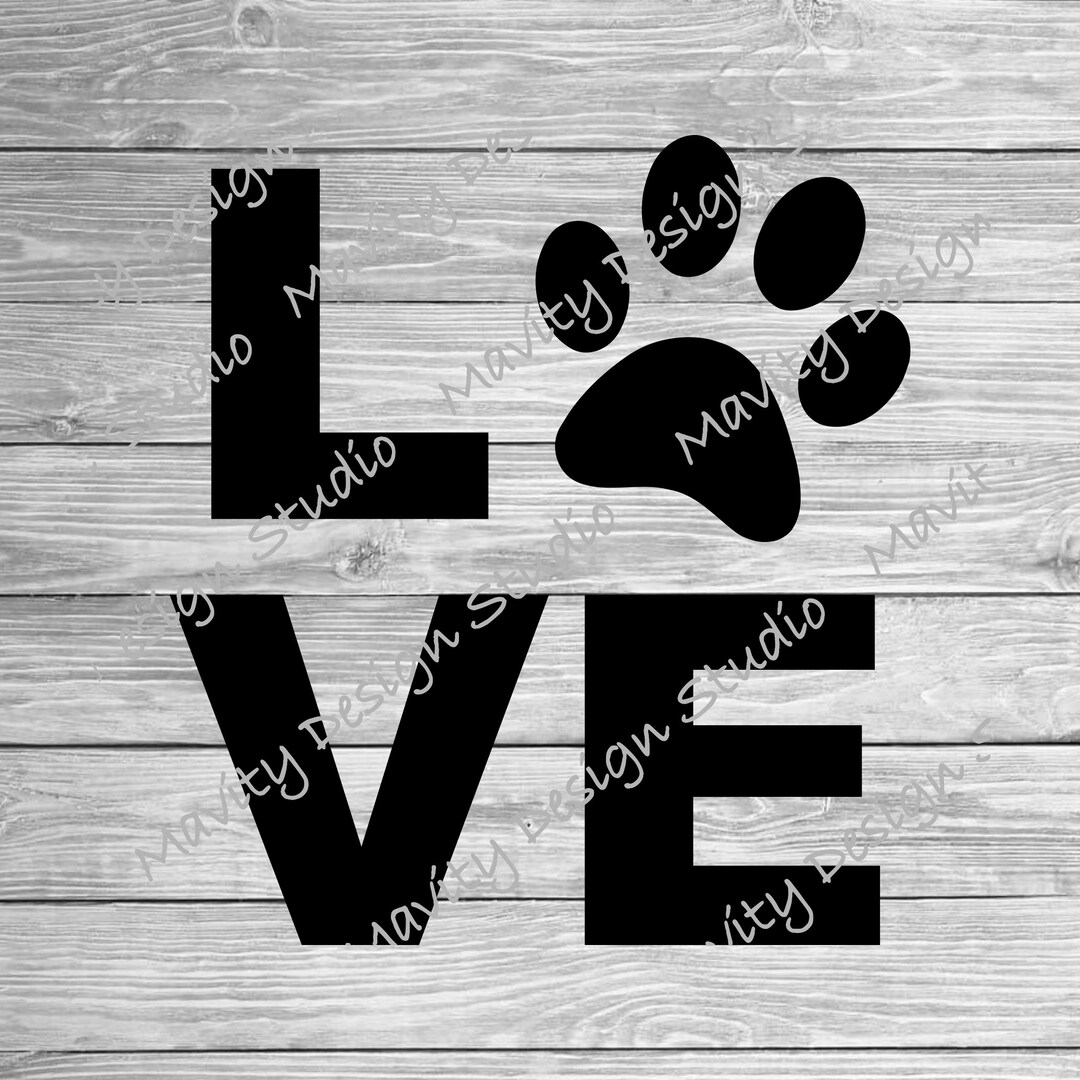 LOVE With Paw Print Svg | Png | Vector for Cricut | I Love My Dog | for ...
