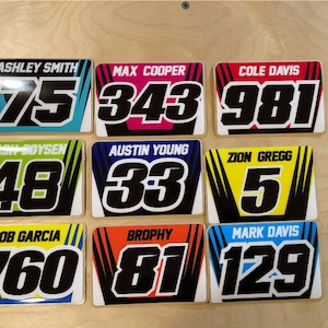 3x Number Plate Decal Stickers Custom Name Motocross Race Graphics ...