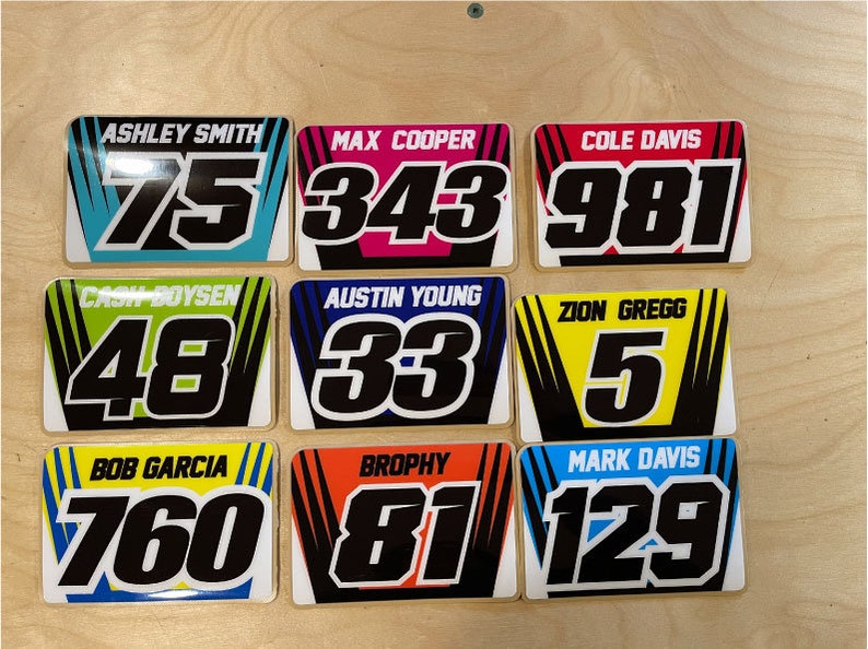 3x Number Plate Decal Stickers Custom Name Motocross Race Graphics ...
