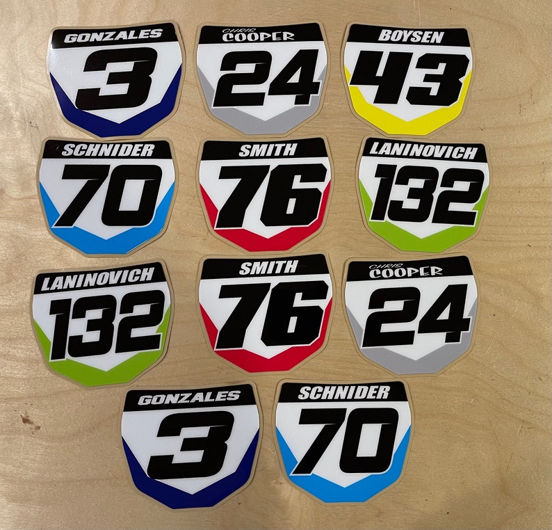 3x Number Plate With Rider Name and Number Decal Stickers Custom ...