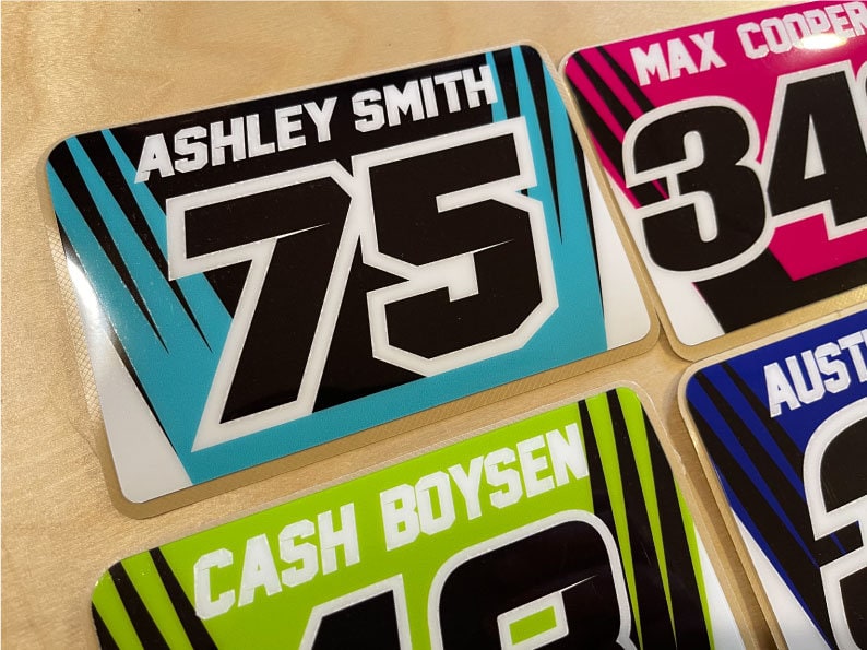 3x Number Plate Decal Stickers Custom Name Motocross Race Graphics ...
